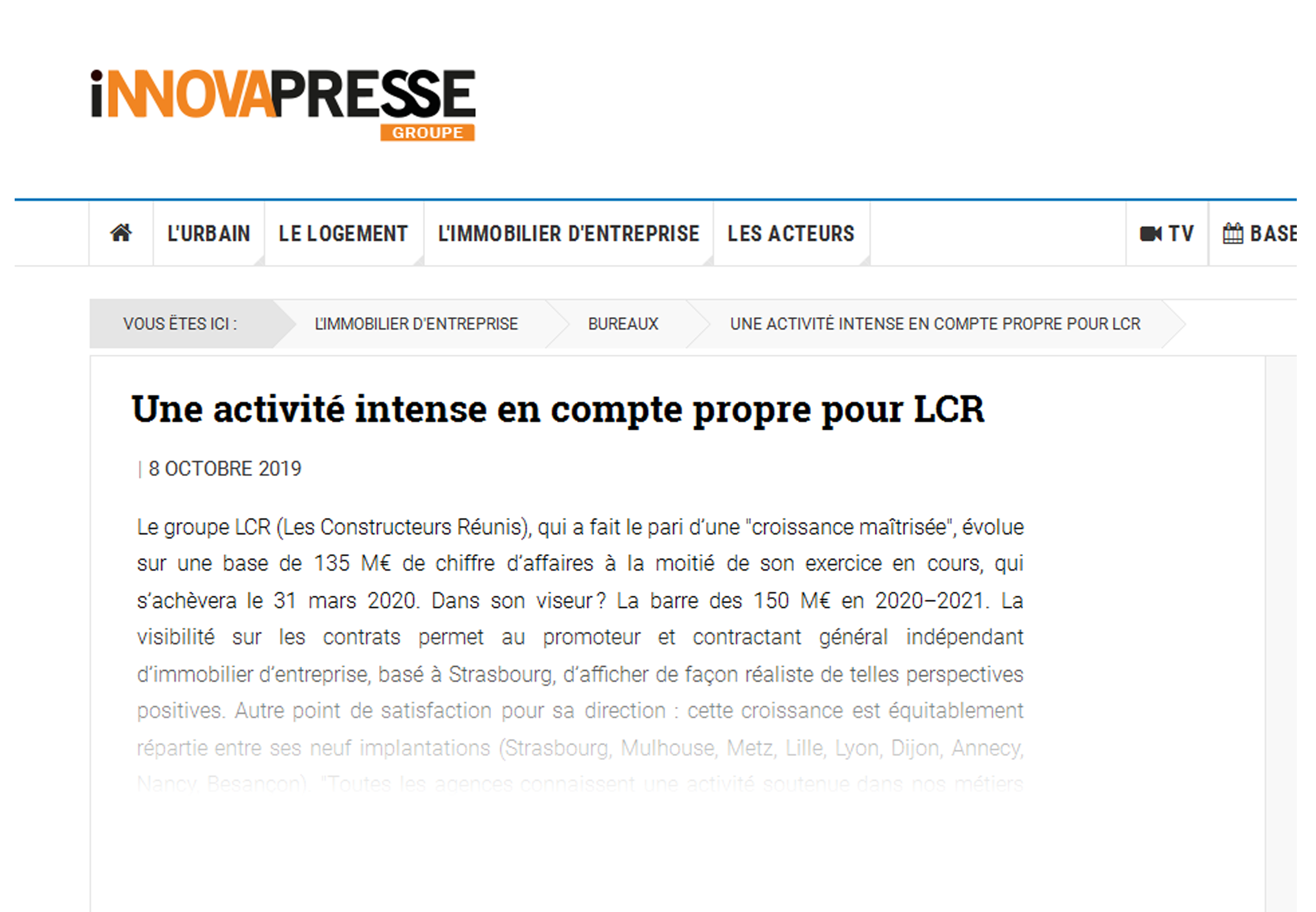 LCR - Les Constructeurs Réunis | Une activité intense en compte propre ...